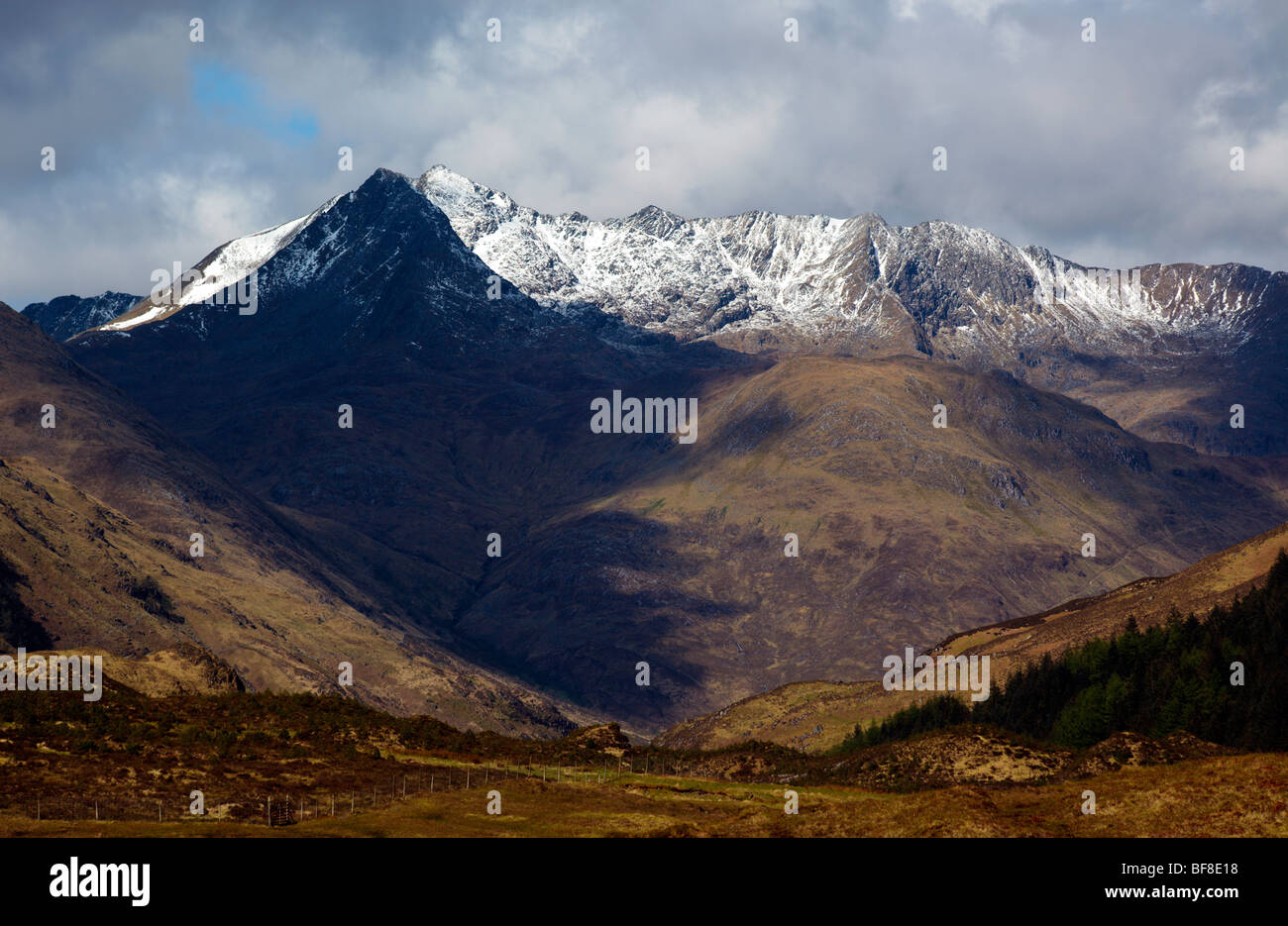 Scottish mountains in spring snow in May - Sgurr na Forcan and the ...