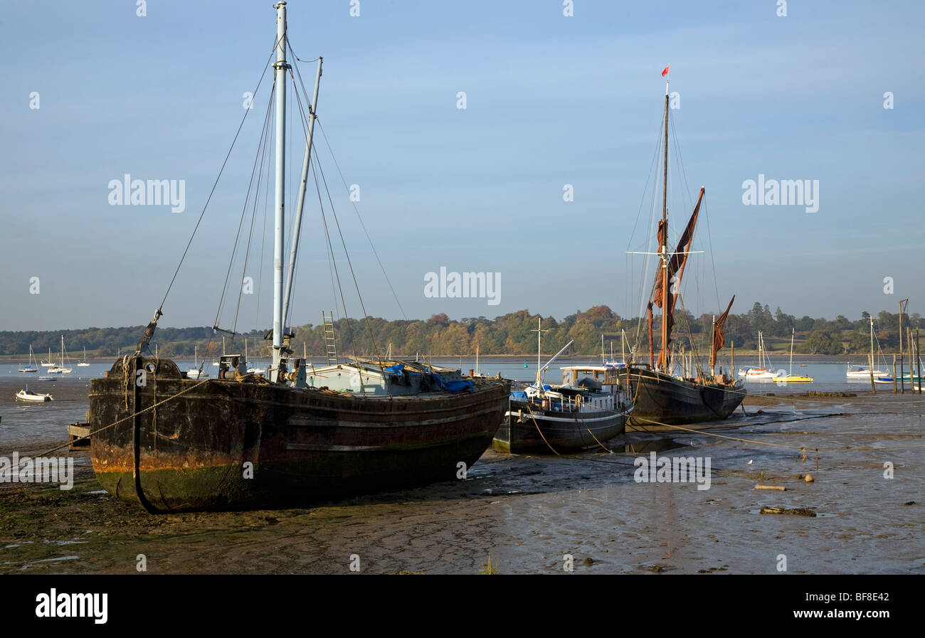 Sailing barge boats, Pin Mill, Suffolk, England Stock Photo - Alamy