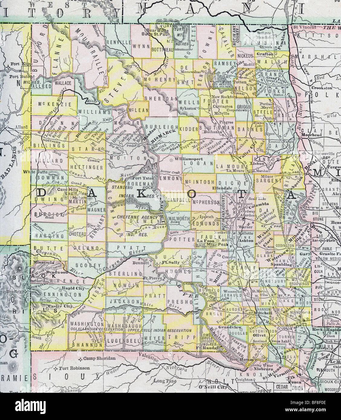 Dakota territory map hi-res stock photography and images - Alamy