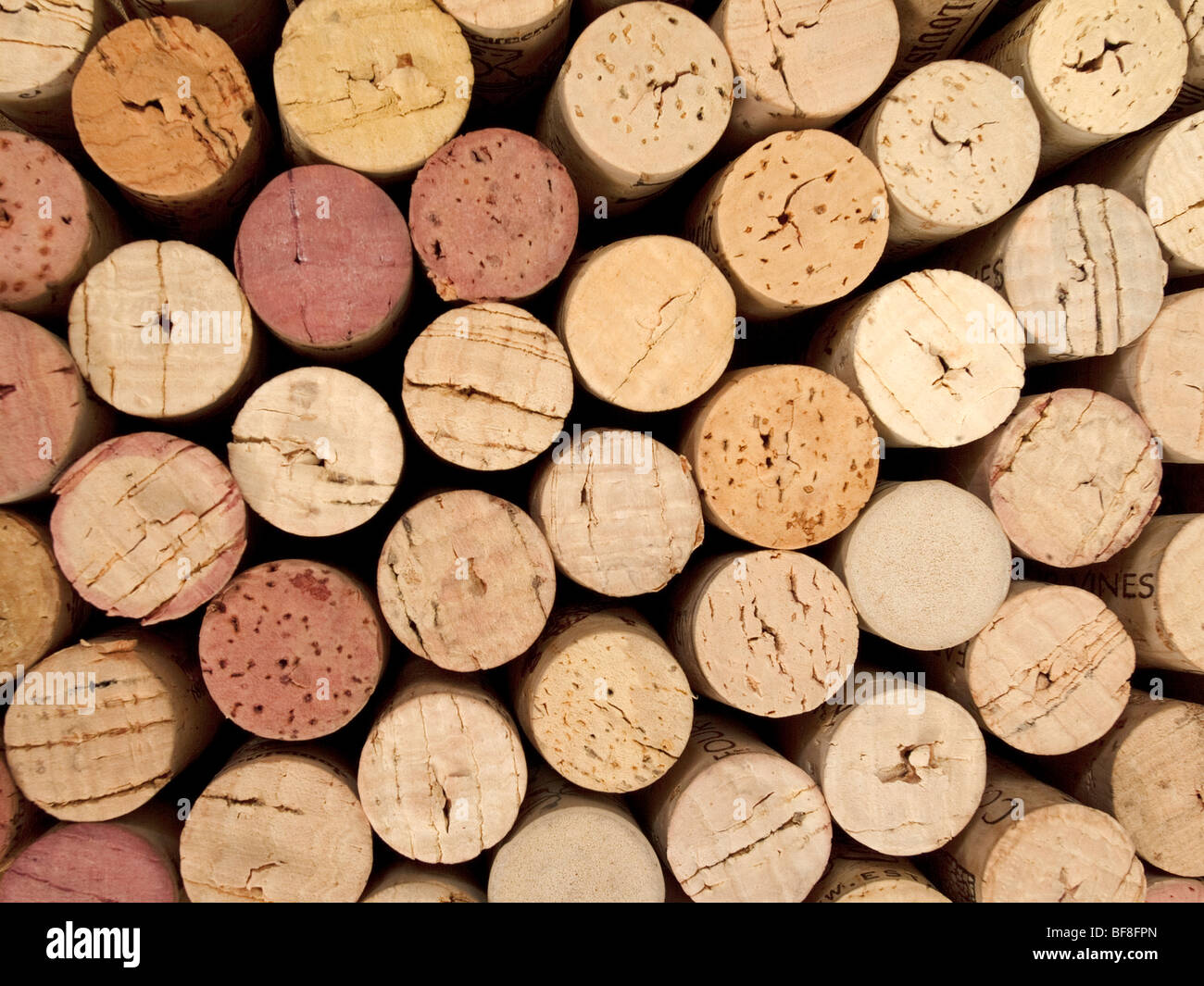 Rows of corks from opened wine bottles Stock Photo - Alamy