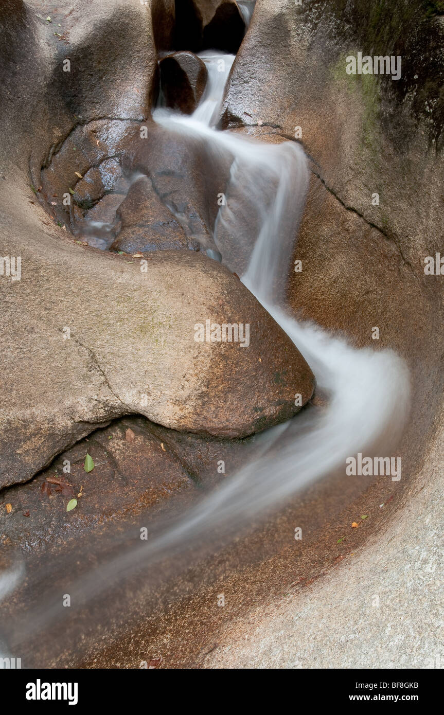 "The Basin" in Franconia Notch State Park, NH, ancient granite carved ...