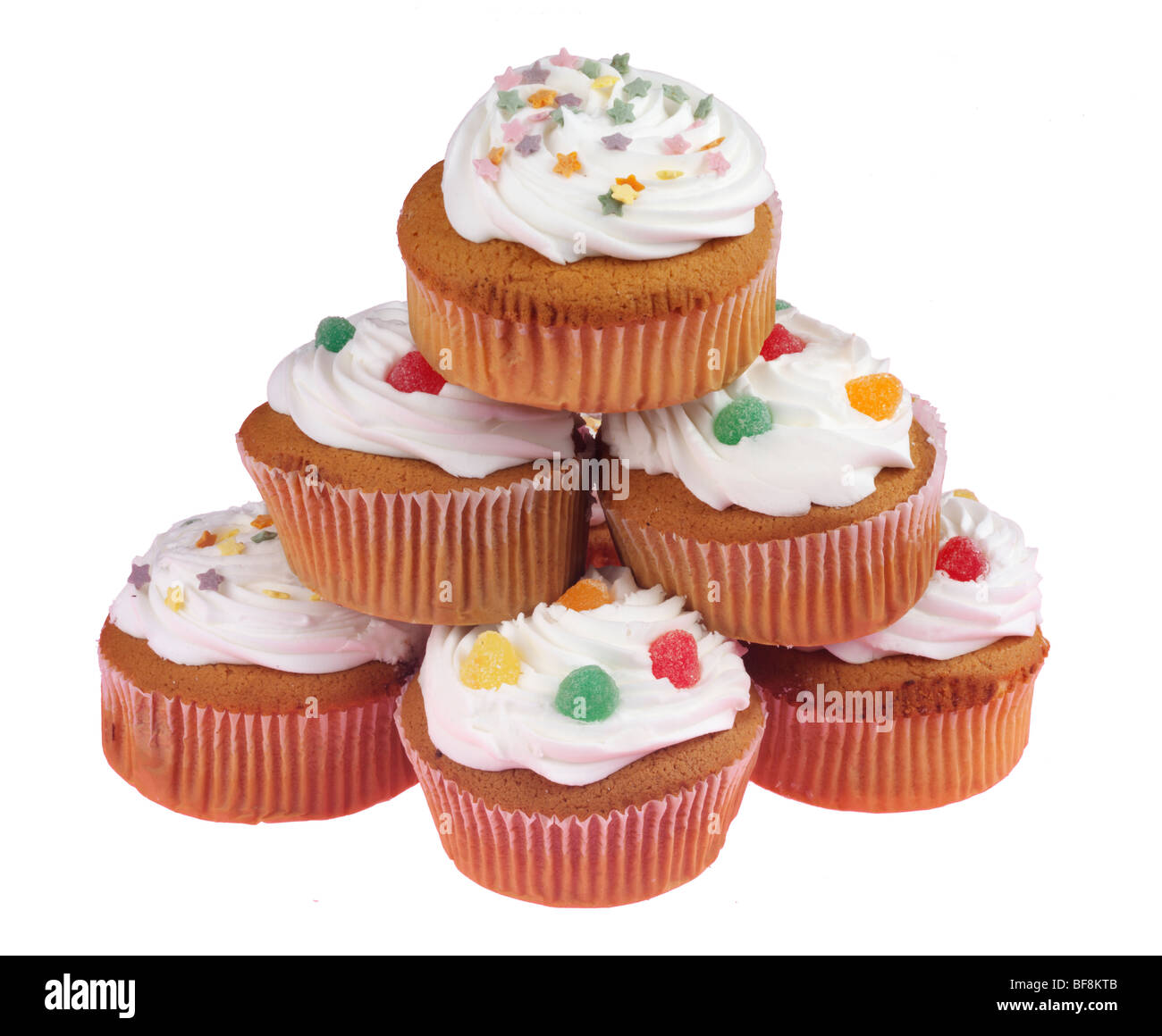 STACK OF FROSTED CUPCAKES OR MUFFINS Stock Photo - Alamy