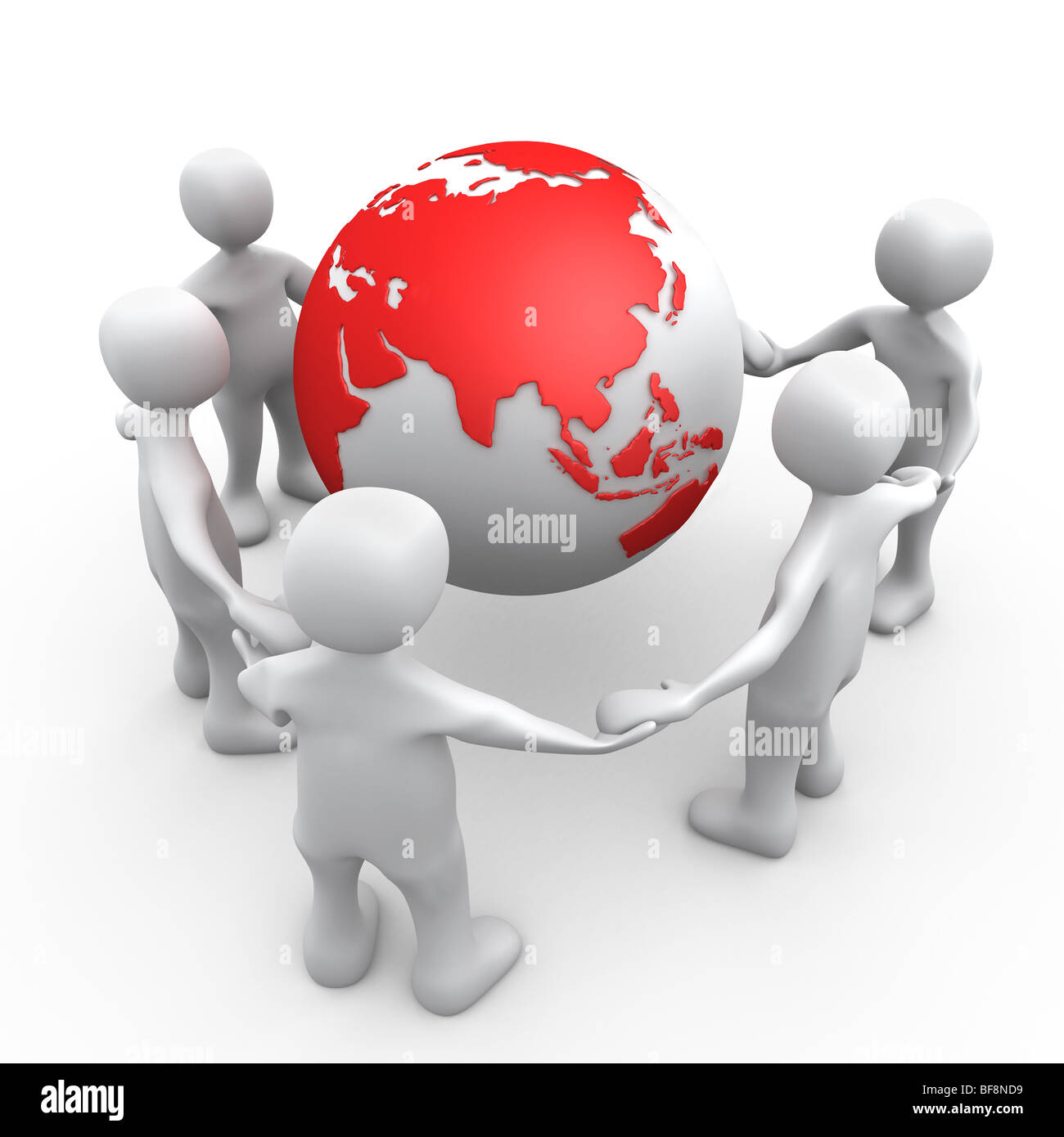 People Holding Hands Around A Globe Stock Photo - Alamy
