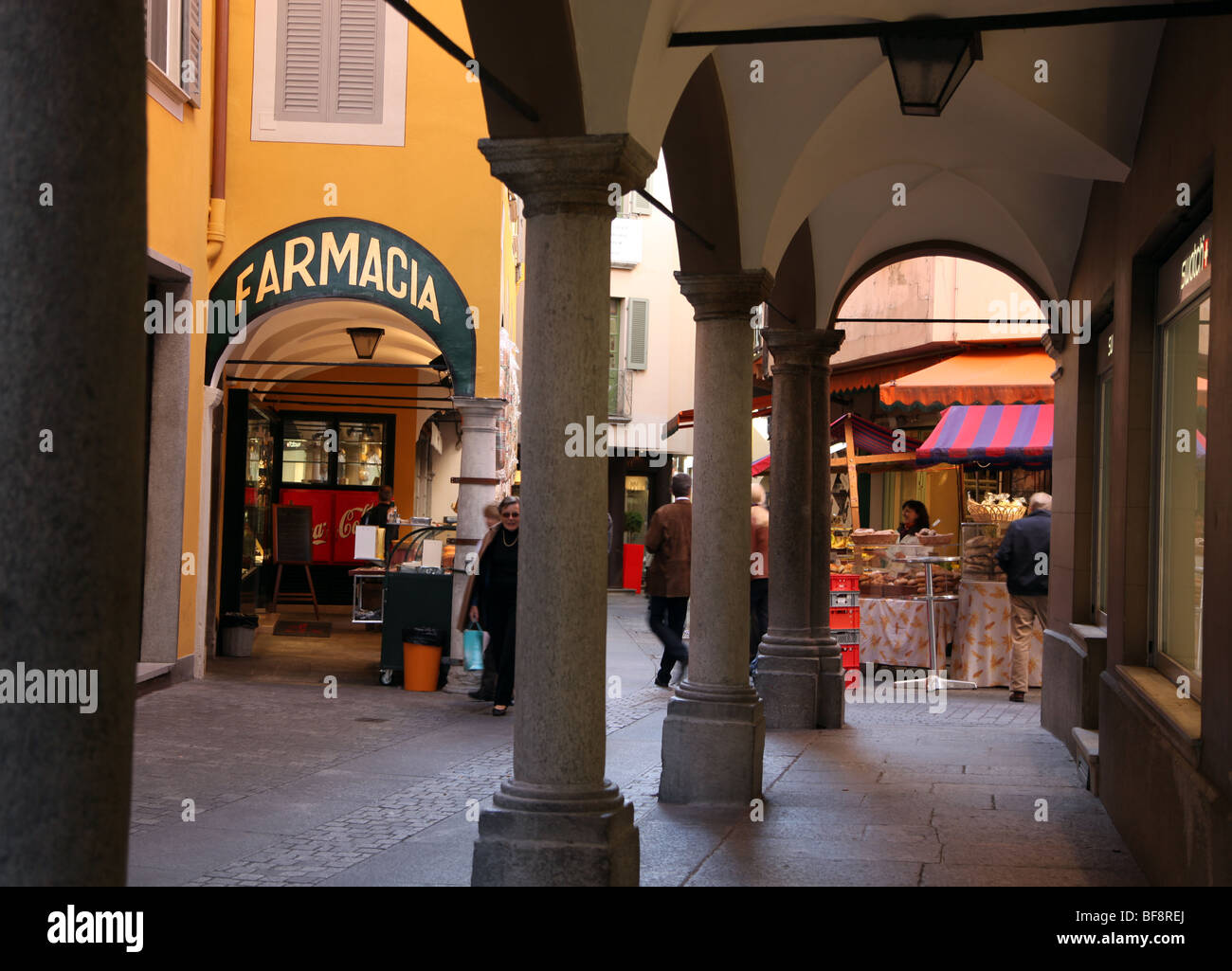 Arcade in Lugano Old Town, Ticino Stock Photo - Alamy