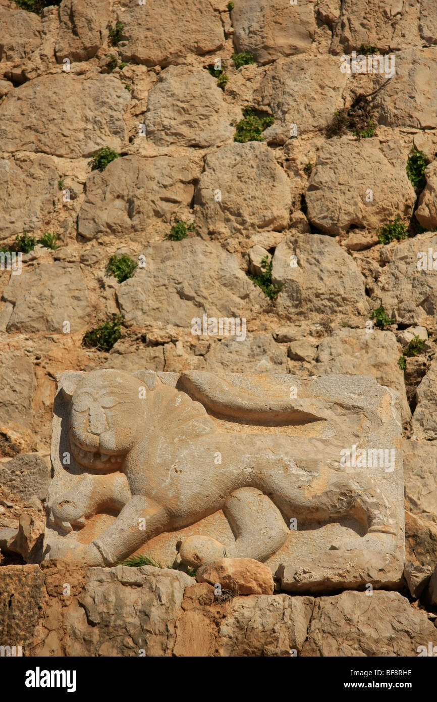 Golan Heights, the lion, symbol of the Mamluc Sultan Baibars in Nimrod ...