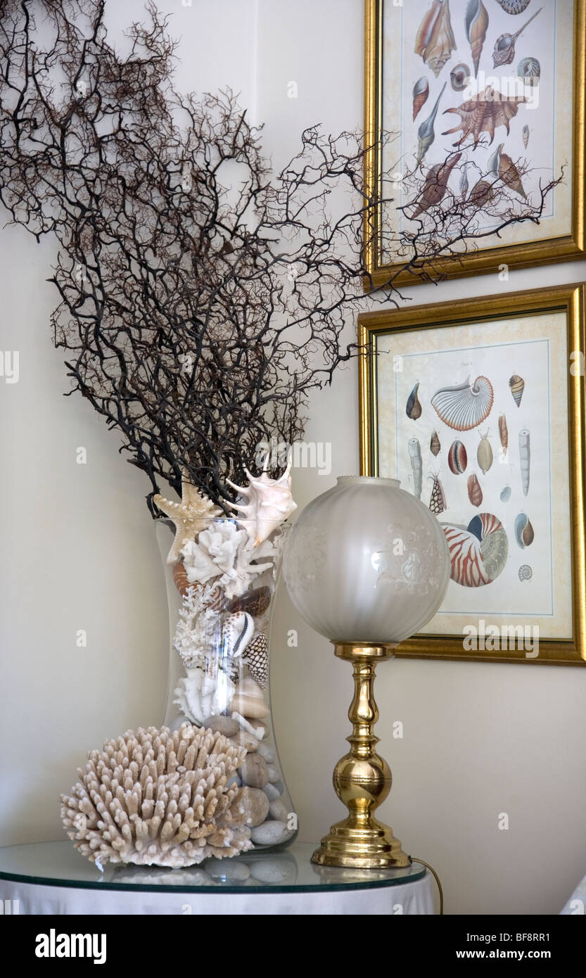 Shell decorated side table Stock Photo - Alamy