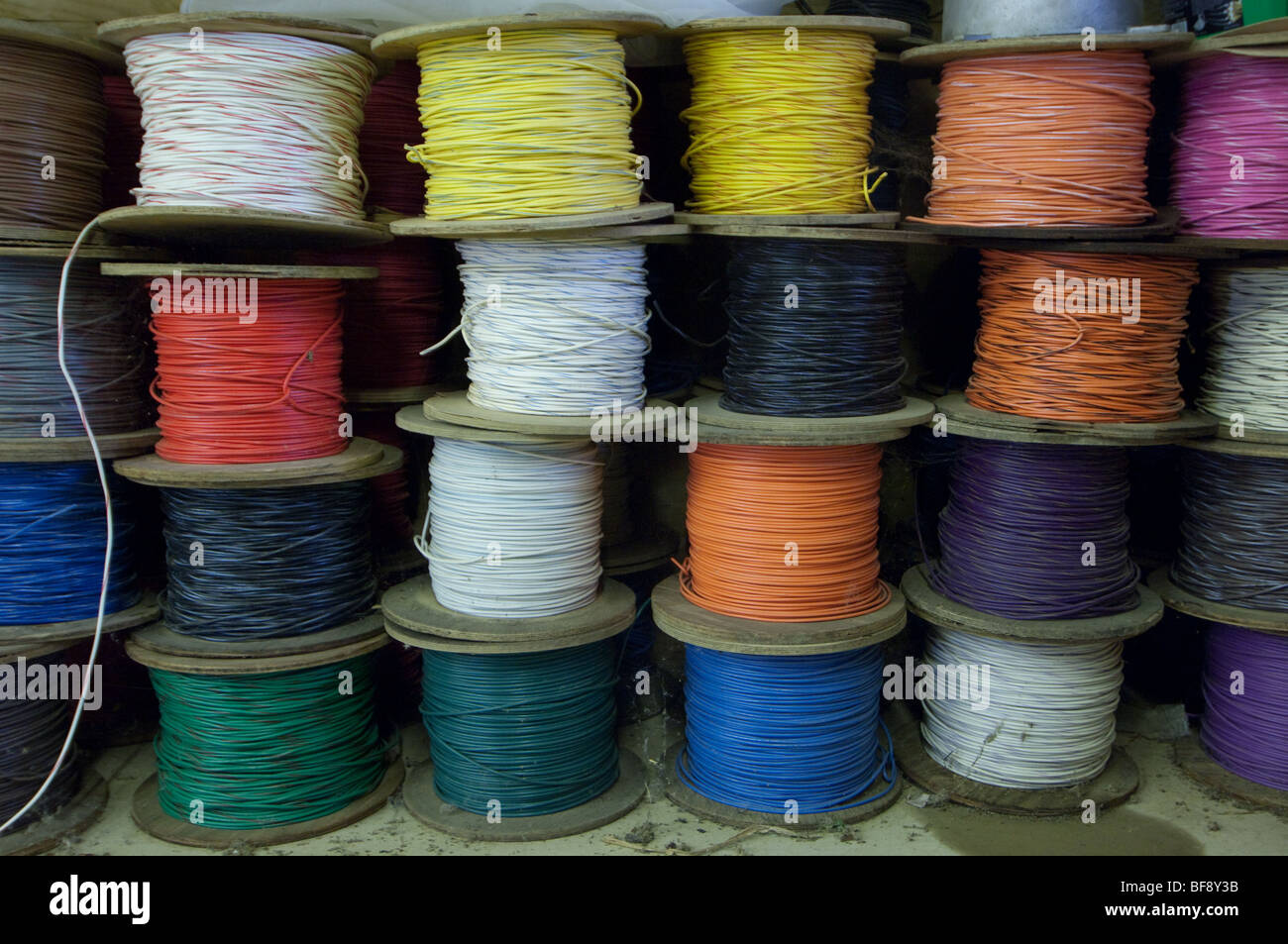 spools of colored wire Stock Photo - Alamy