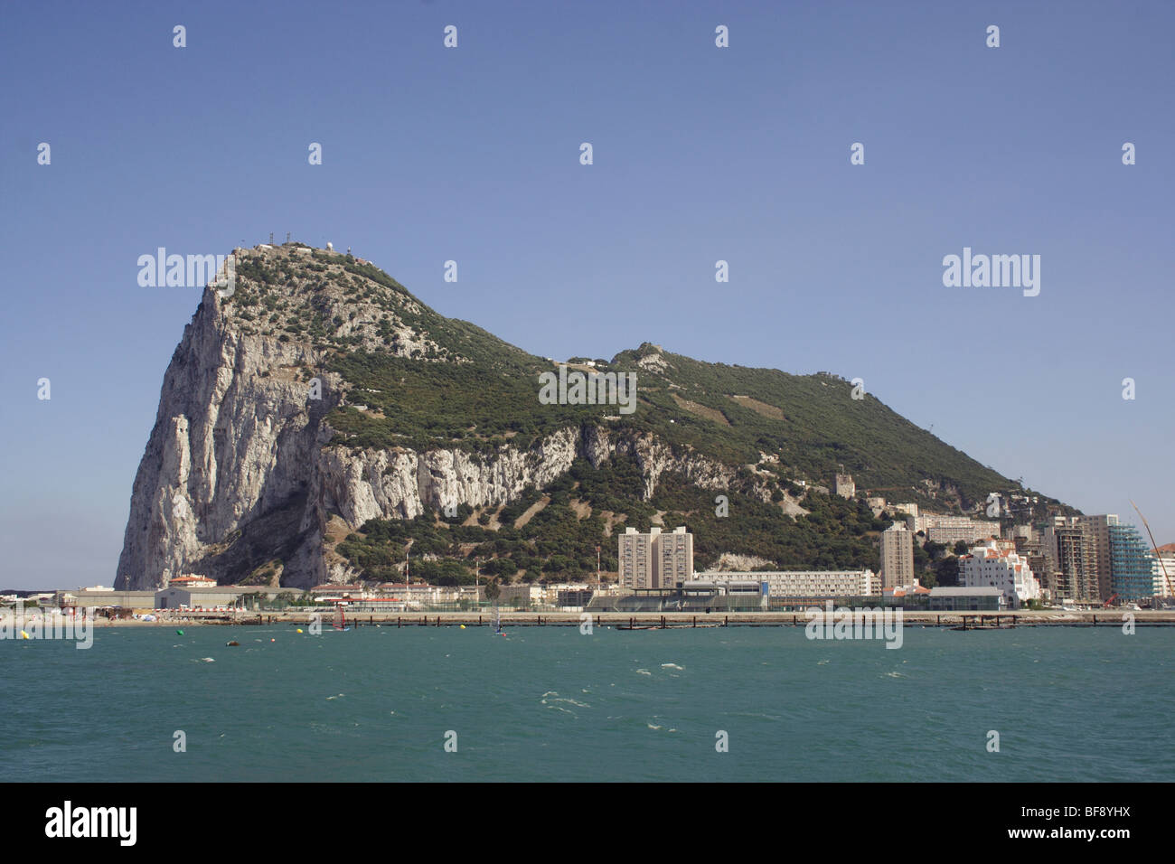 Gibraltar town is a British overseas territory, at the base of a huge ...