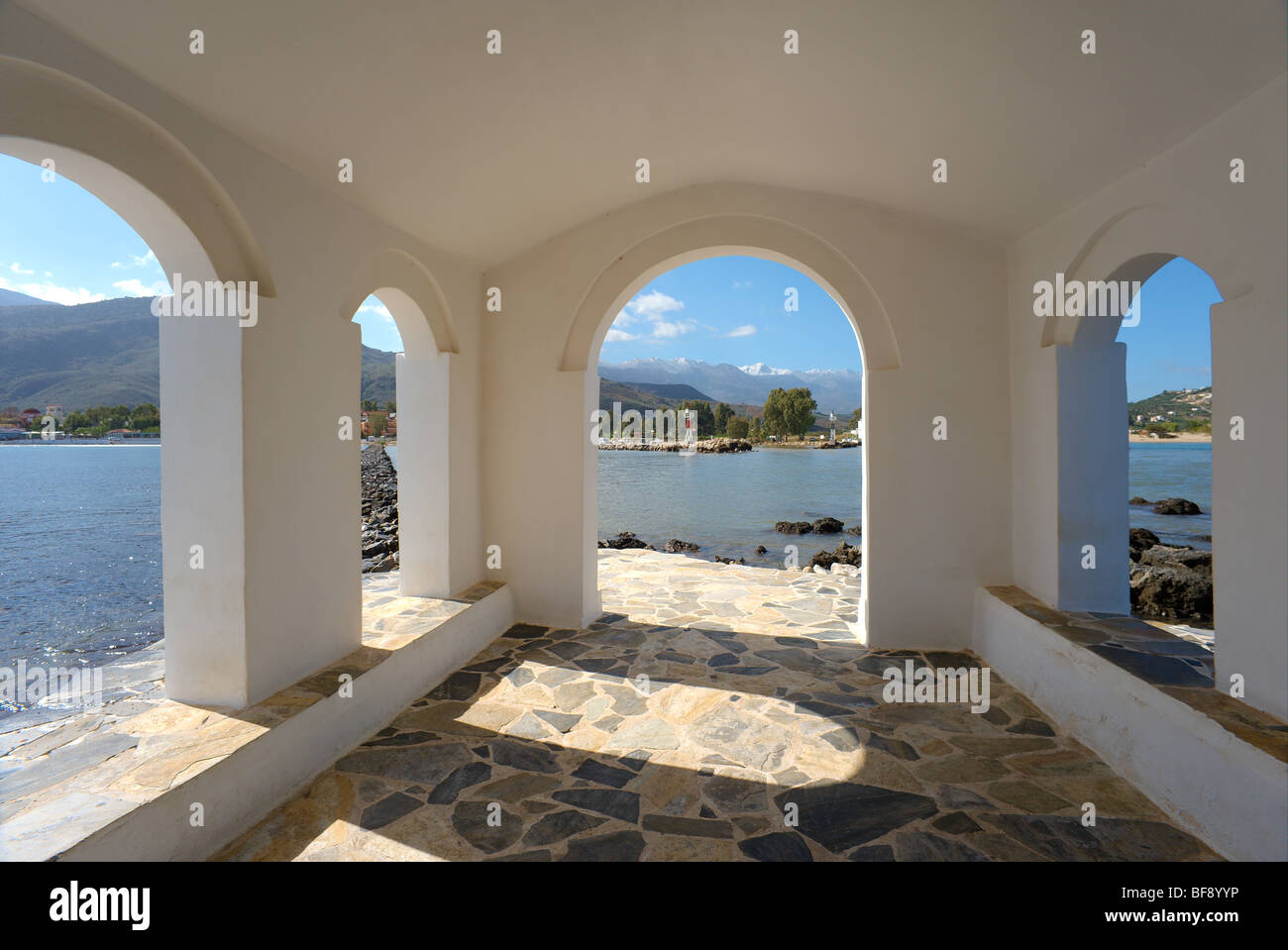 Looking out from Saint Nicholas church Georgioupolis Stock Photo - Alamy