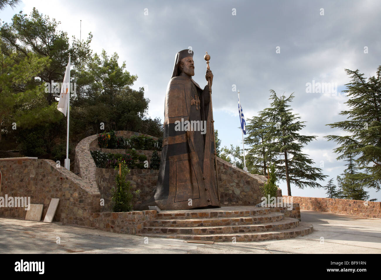 bronze statue at the burial site of archbishop makarios III on mount ...