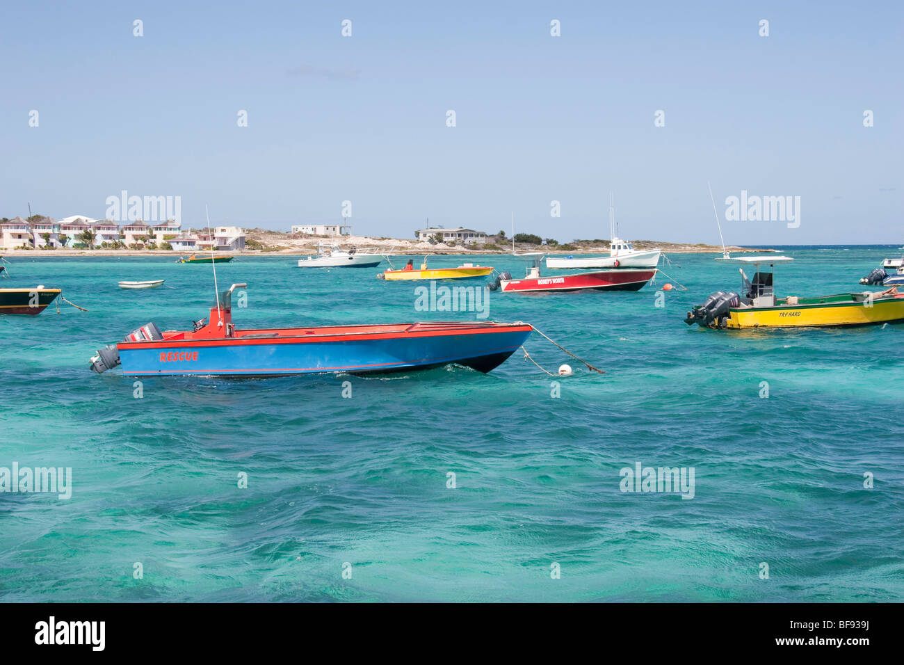 Moored fishing boats at Island Harbour, Anguilla Stock Photo - Alamy