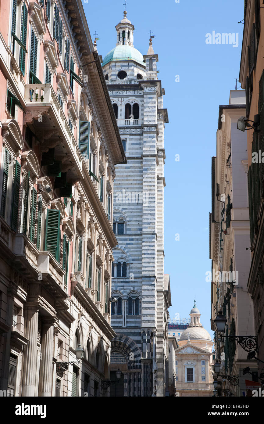 Tower of the Cattedrale di San Lorenzo Genoa, Italy Stock Photo - Alamy