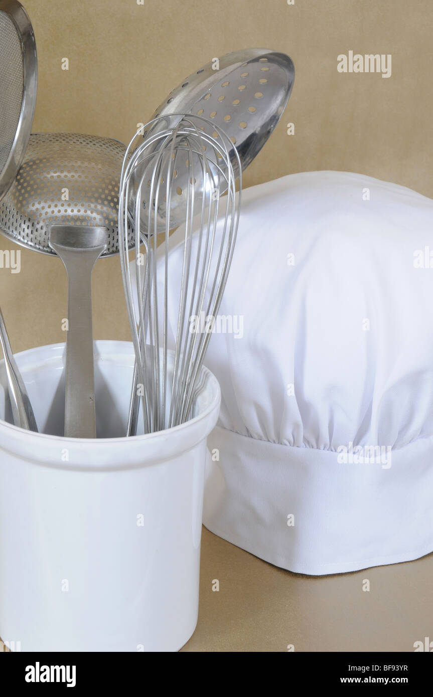 Chef's Hat and Cooking Utensils Stock Photo - Alamy