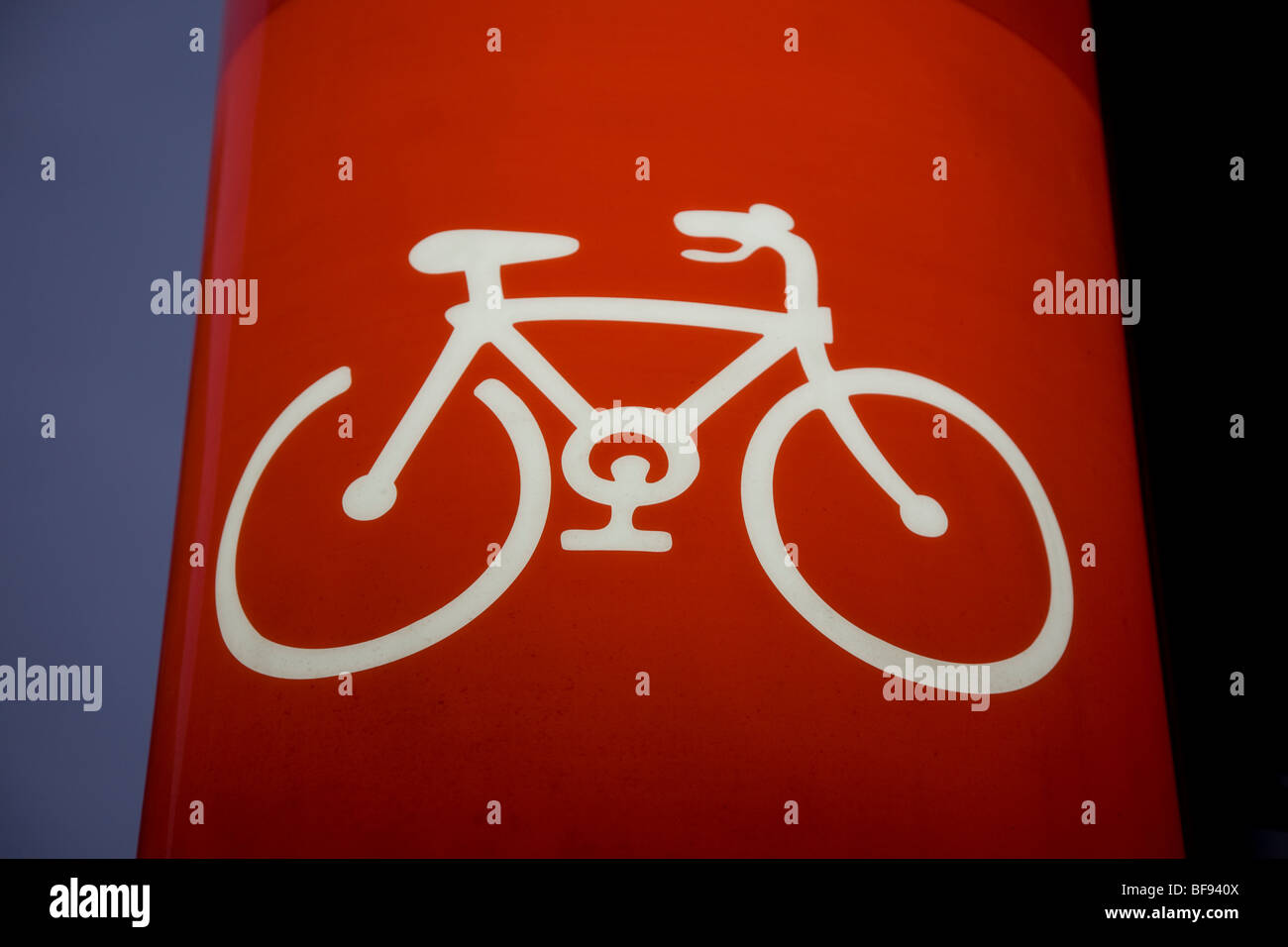 Illuminated Bike Sign Stock Photo - Alamy