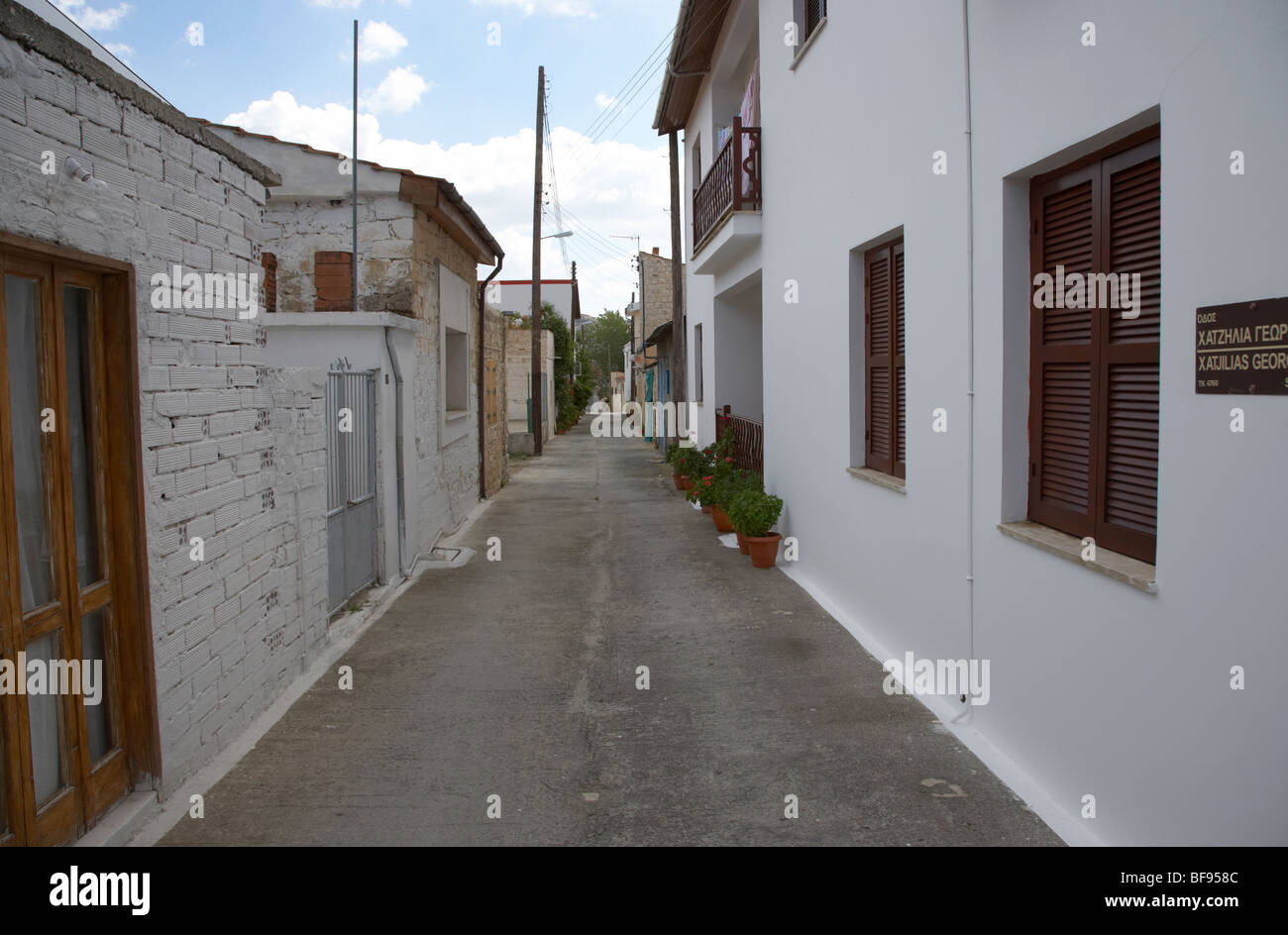 narrow streets of traditional cypriot mountain village omodos village ...