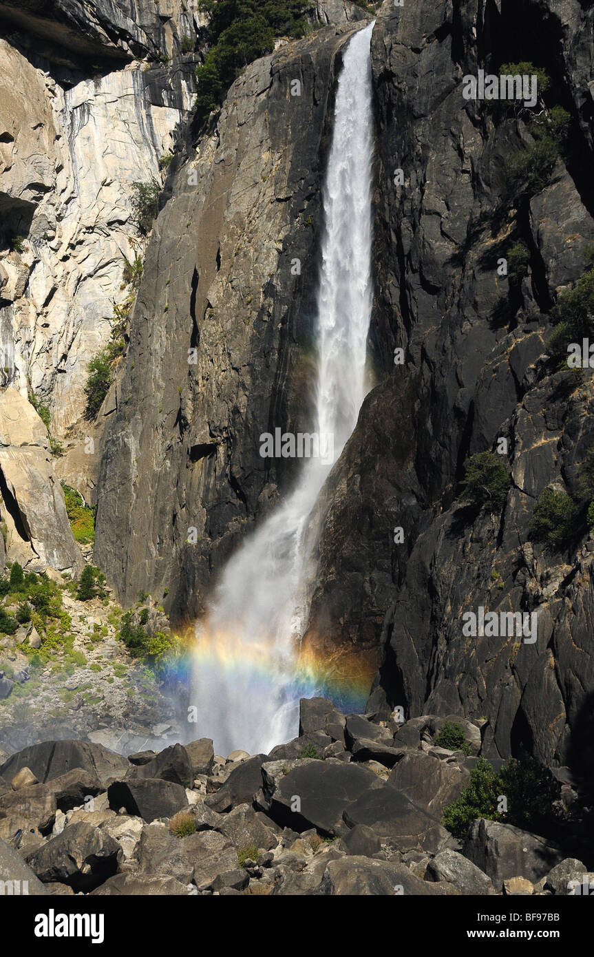 Yosemite National Park, Yosemite Falls with Rainbow, California, USA ...