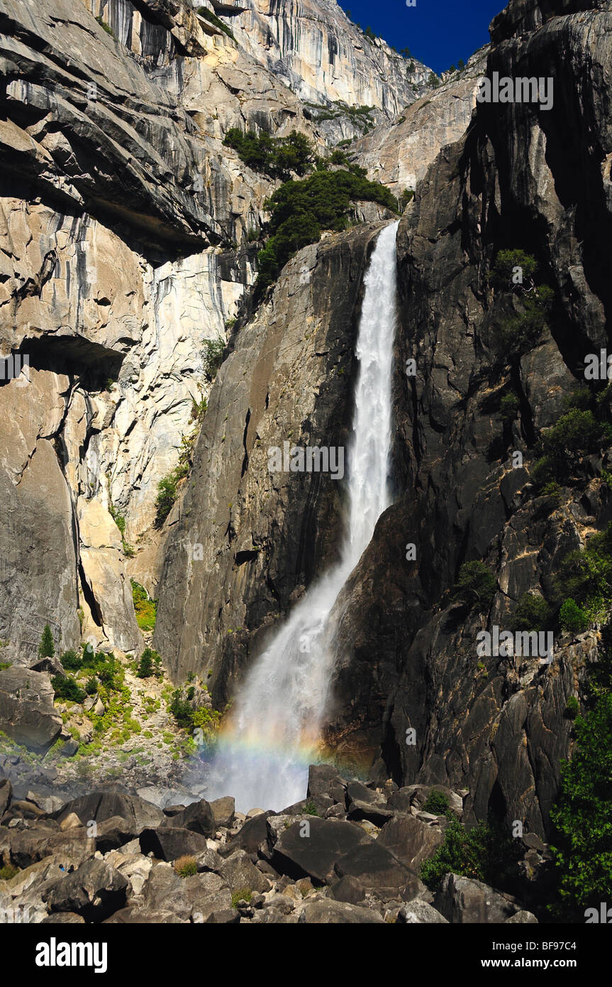 Yosemite National Park, Yosemite Falls with Rainbow, California, USA ...