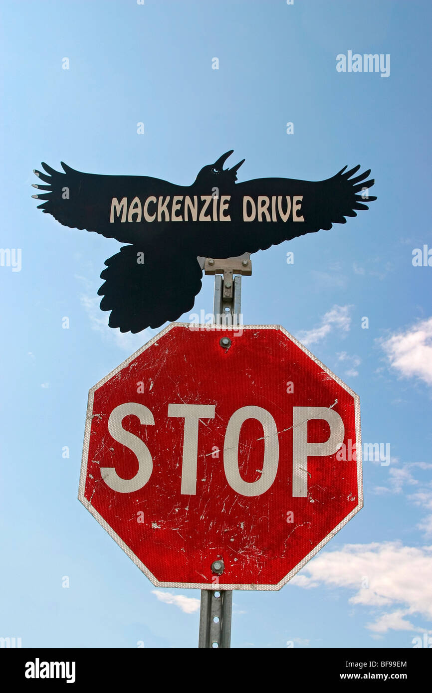 Street sign, Norman Wells, along Mackenzie River, NWT, Canada Stock ...