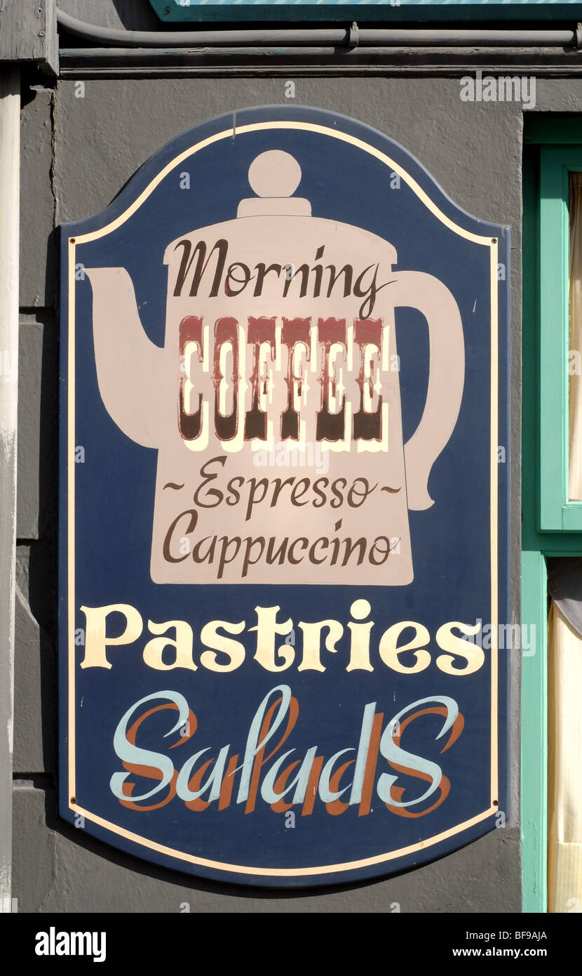 traditional colourful irish snack signs in the centre of Dingle town ...