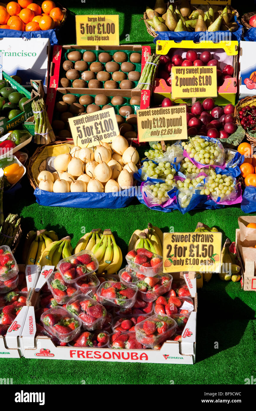 Fruit and vegetable stall at Wokingham market, Bershire, UK Stock Photo ...