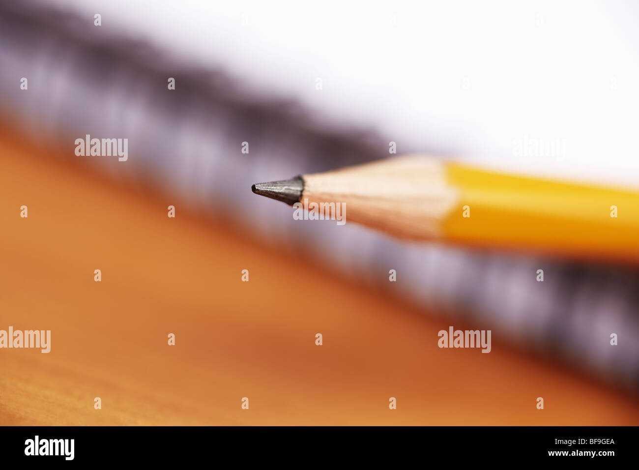 yellow pencil, selective focus on writing part (center of photo Stock ...