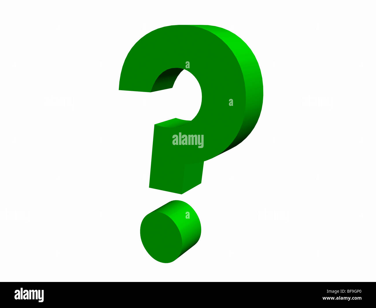 high resolution 3D rendered green question mark isolated on white Stock ...
