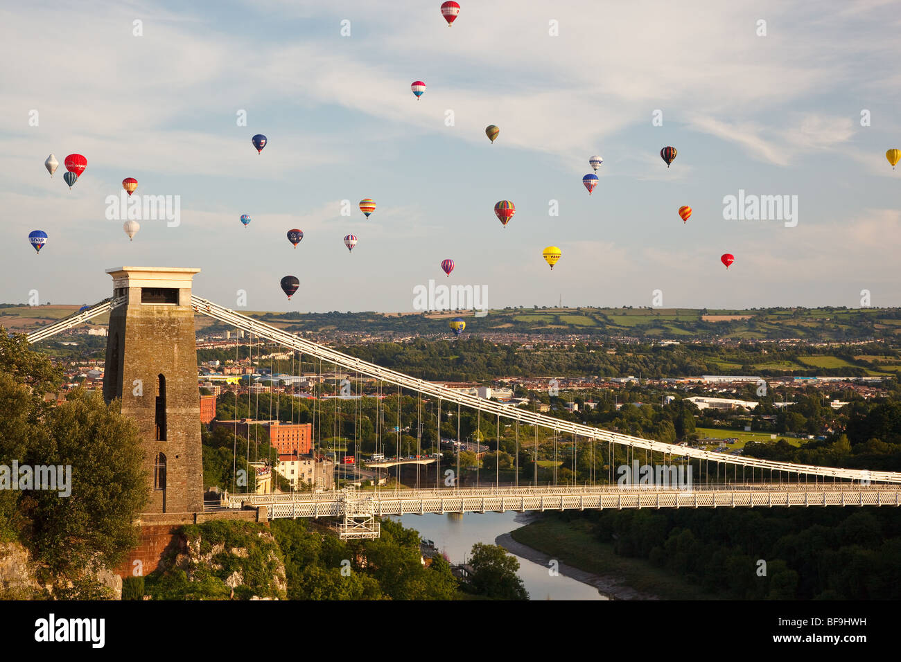 Mass Balloon launch overlooking Clifton Suspension Bridge at Bristol ...