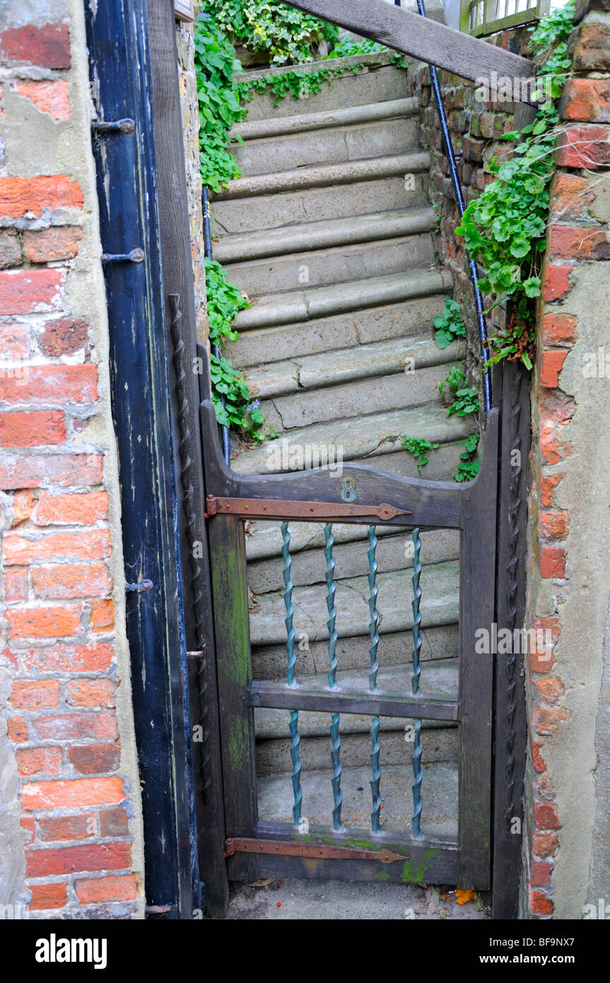 Hastings, East Sussex, England, UK. Gate and very crooked steps Stock ...