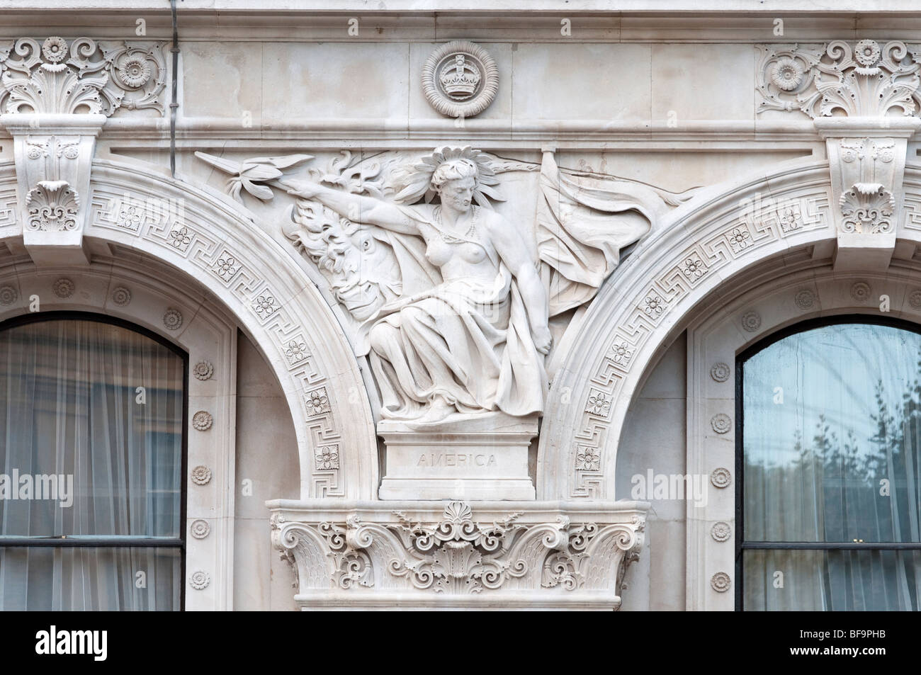 Sculpture representing America on exterior of Foreign and Commonwealth ...