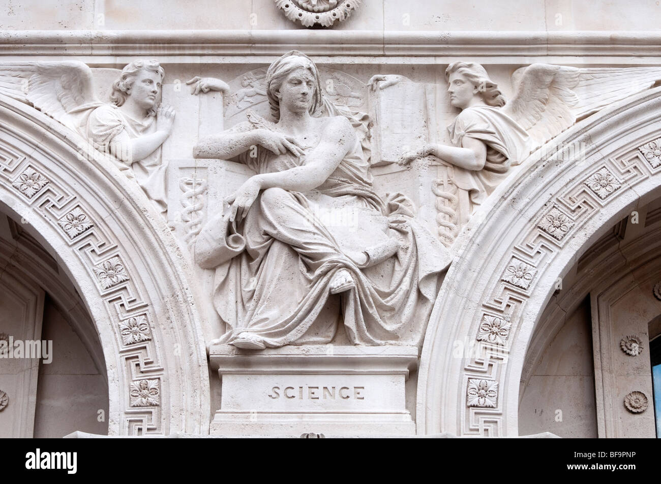 Sculpture representing science on exterior of Foreign and Commonwealth ...