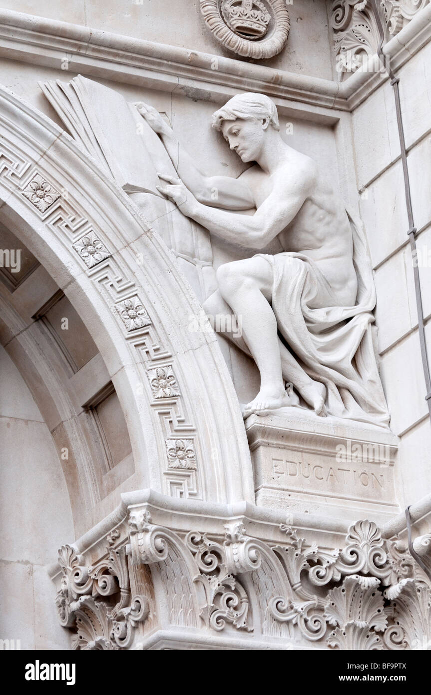 Sculpture representing education on exterior of Foreign and ...