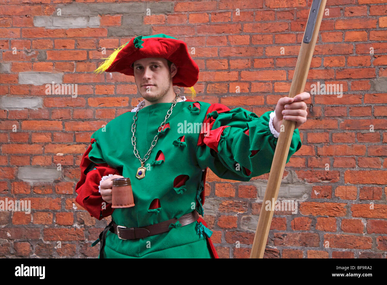 medieval guard at a street festival in Lueneburg, Lower Saxony, Germany ...