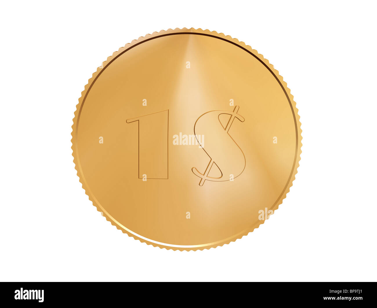 gold 1$ coin on white background Stock Photo - Alamy