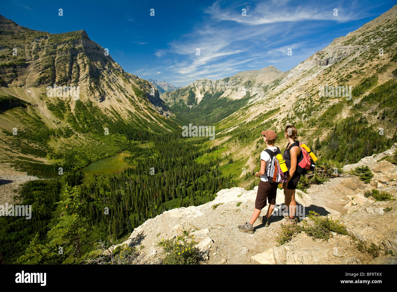 hikers on the Crypt Lake trail, Waterton Lakes National Park, Alberta ...