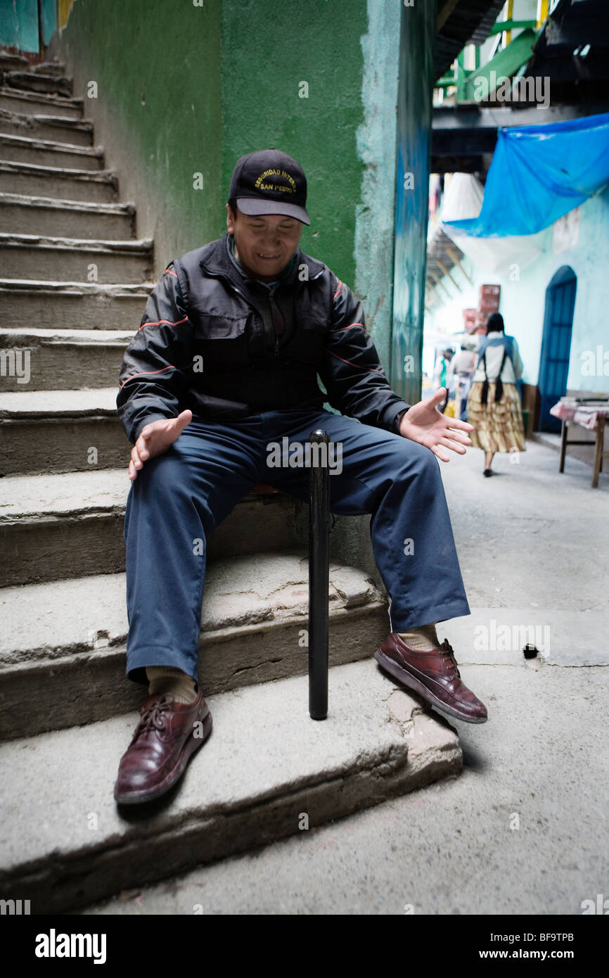 In San Pedro prison official guards stay at the main gate. Security ...