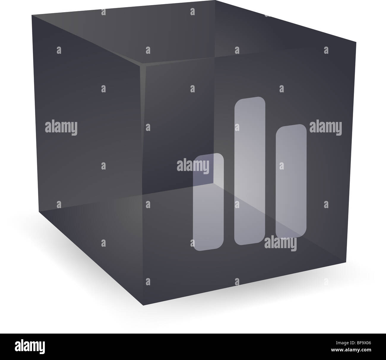 icon on translucent cube shape illustration Stock Photo - Alamy