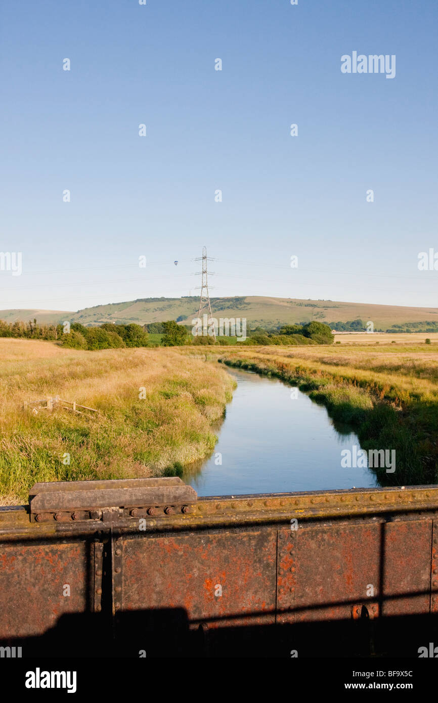 River Adur and bridge along Downs Link Cycle path in Sussex Stock Photo ...