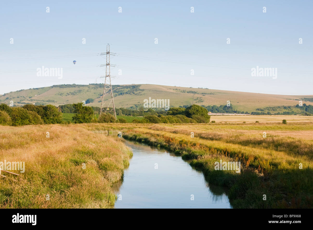 View near Small Dole along Downs Link Cycle path in Sussex Stock Photo ...