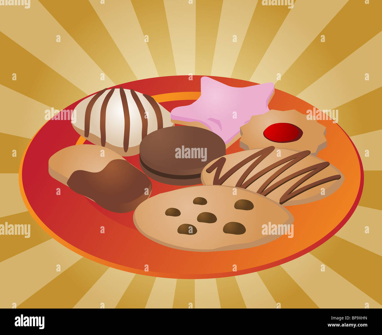 Assorted cookies and fancy sweet biscuits, illustration Stock Photo - Alamy