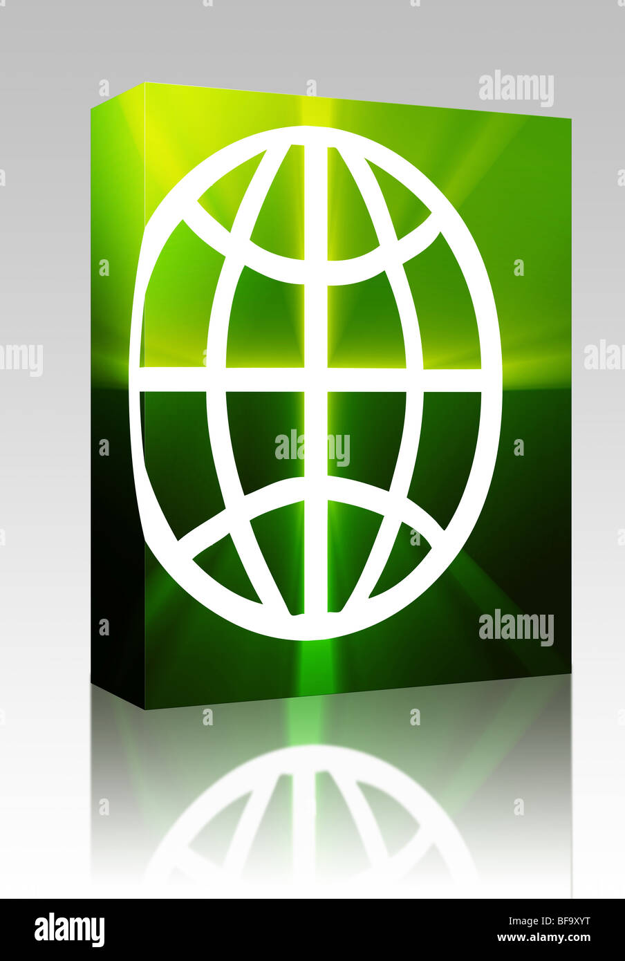 Software package box Globe international symbol illustration, glowing ...