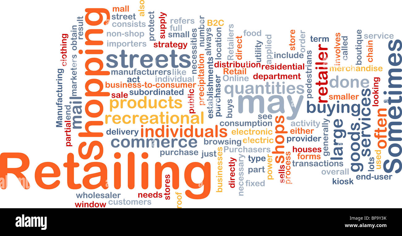 Word cloud concept illustration of retailing retail Stock Photo - Alamy
