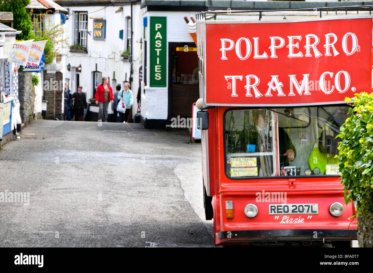 One of the distinctive Polperro trams which transports visitors to the ...