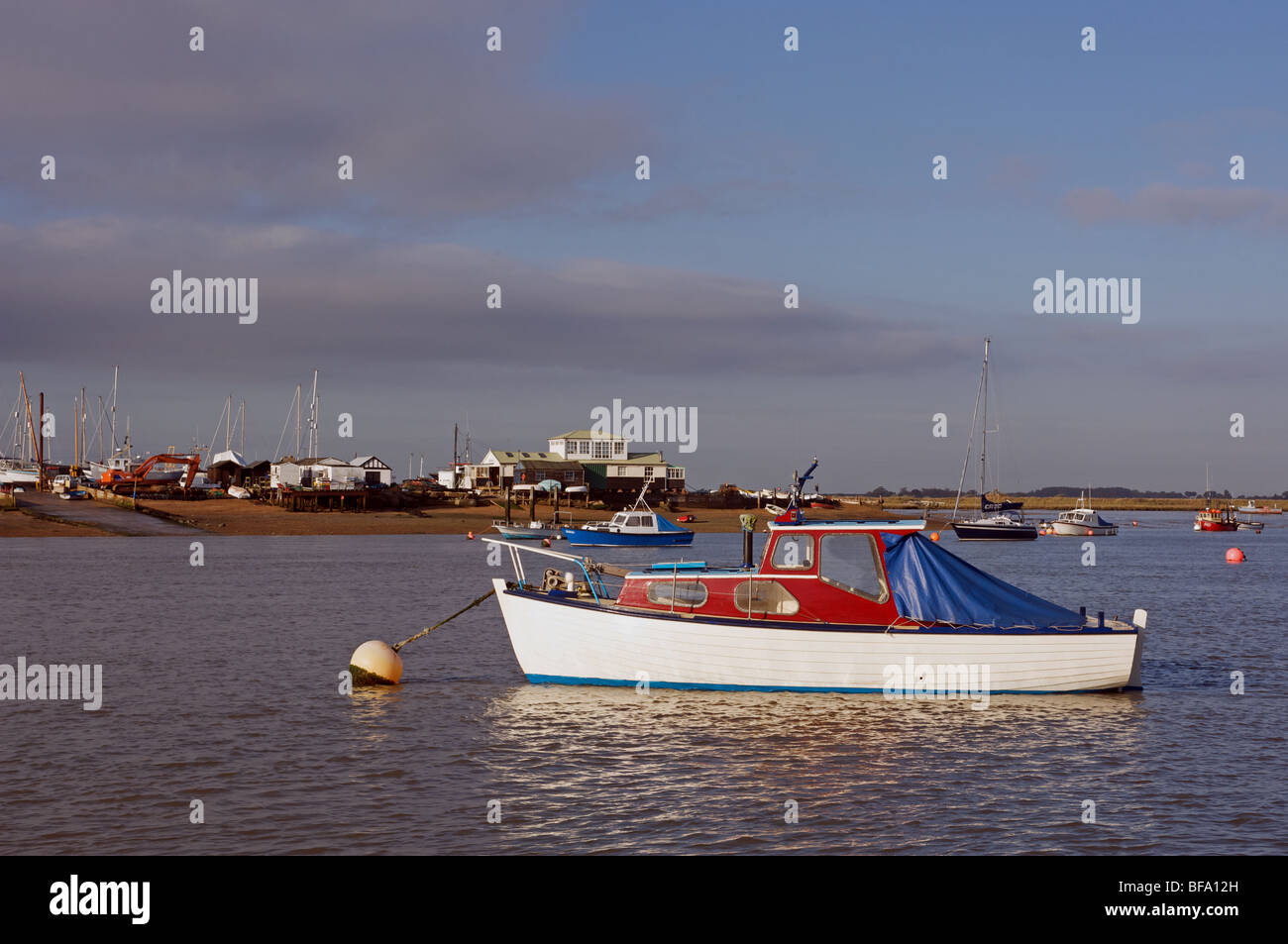 River Deben, Felixstowe Ferry as viewed from Bawdsey Ferry, Suffolk, UK ...