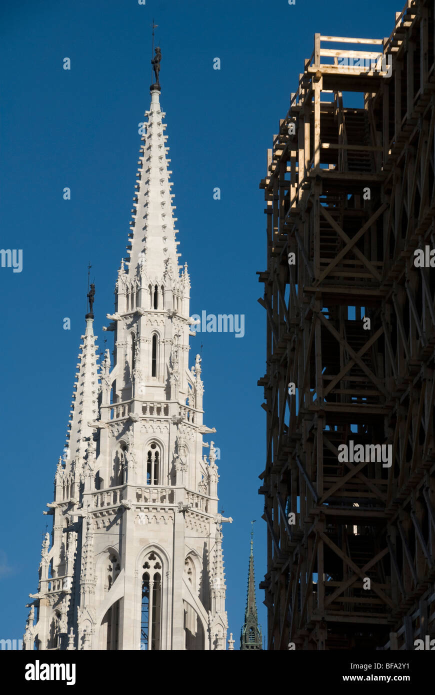 Church spire with knights, Budapest, Hungary Stock Photo - Alamy