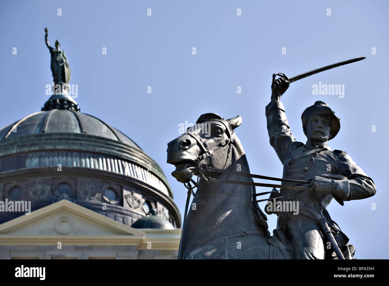 Statue of Thomas Francis Meagher, with Lady Liberty on the Montana ...