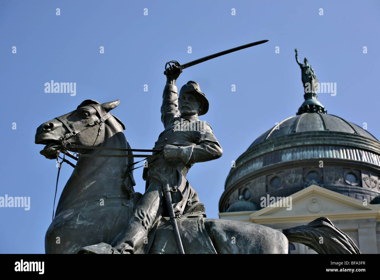 Statue of Thomas Francis Meagher, with Lady Liberty on the Montana ...