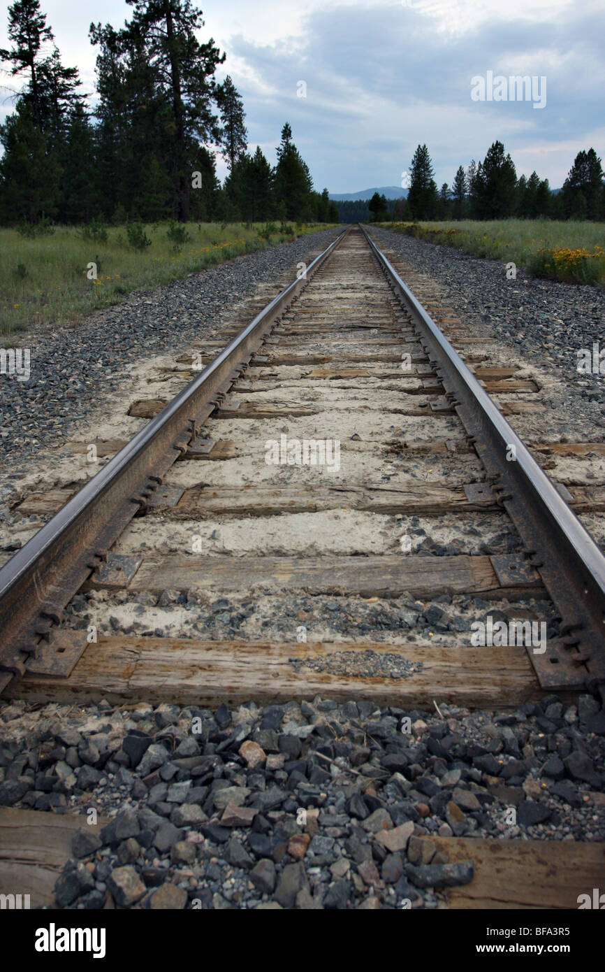 Railroad track in rural Northern Idaho Stock Photo - Alamy