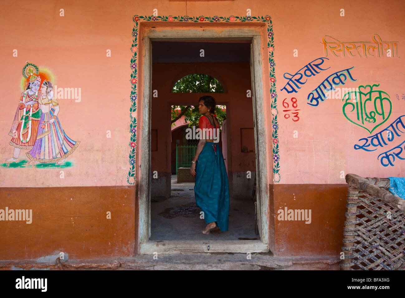 Rajput woman in the doorway of her home in Pushkar India Stock Photo ...