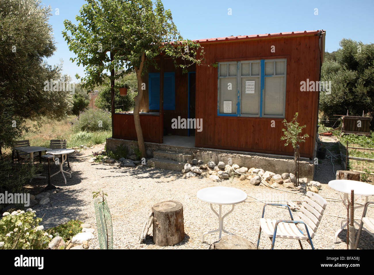 The library at Plakias, on the south coast of Crete, Greece, which ...