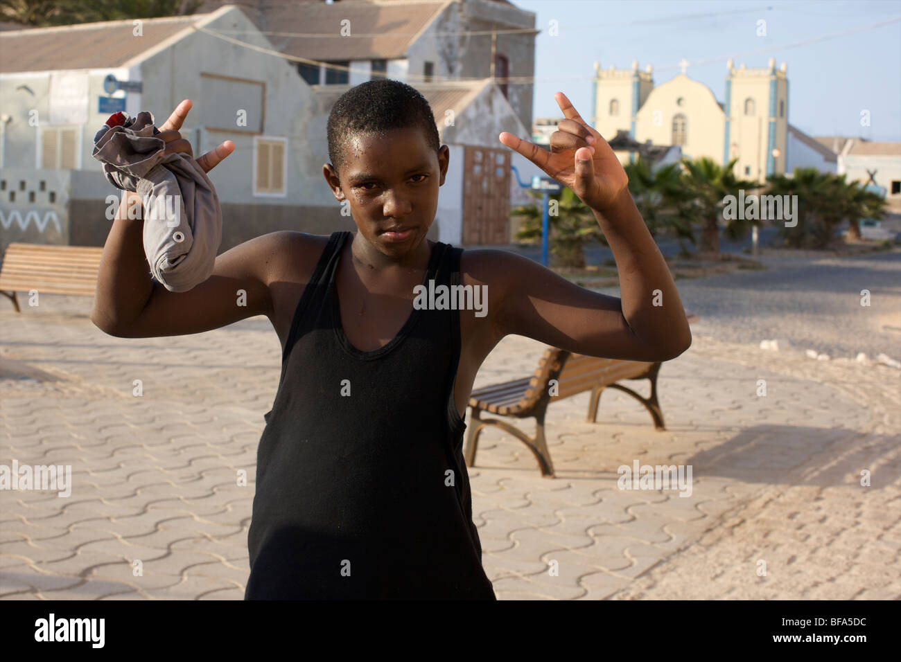 On the harbour of Sal Rei, capitale of Boa Vista, Cape-Verde Stock ...